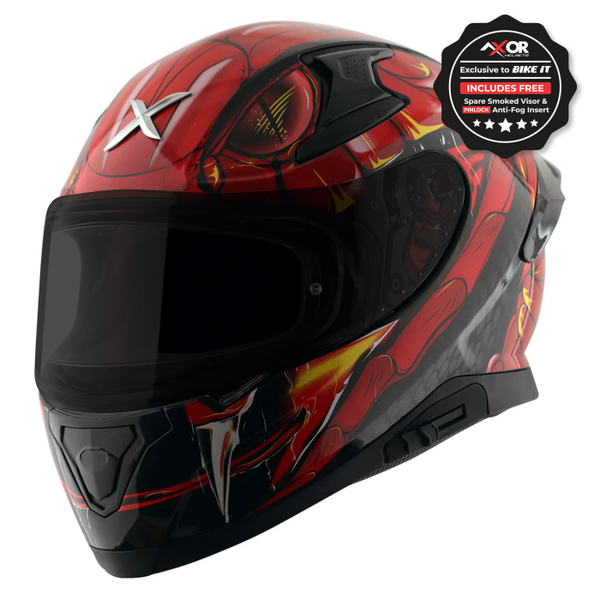 Axor Apex Full Face Helmet - Venomous Gloss Black Red – BigMoto